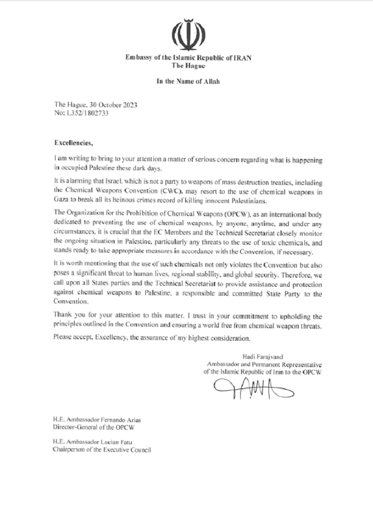 Embassy of the Islamic Republic of Iran - The Hague- Letter from the ...